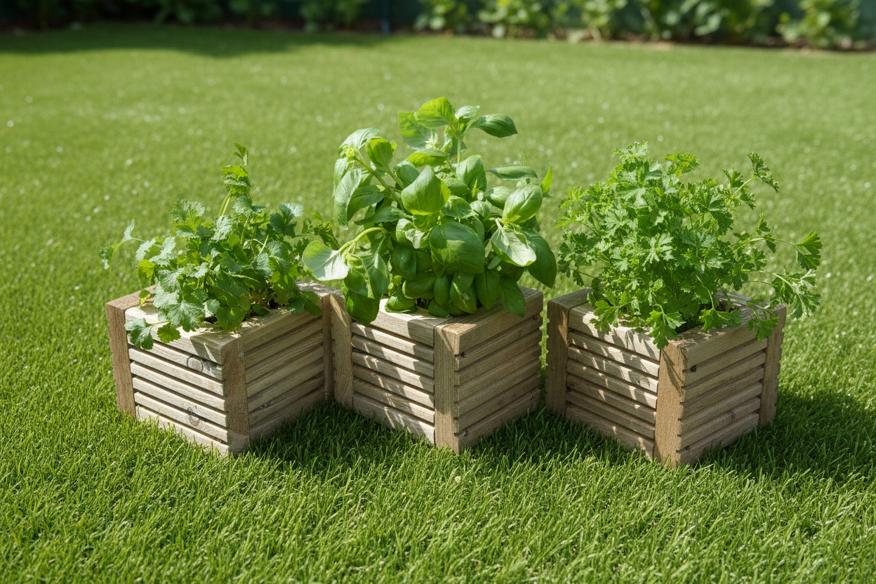 Wooden Decking Herb Planter Boxes Pack of 3 – Summer Wooden Planters